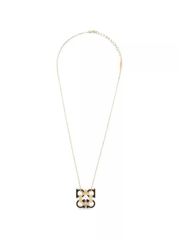 FERRAGAMO Tone Logo Pendant Necklace - Gold