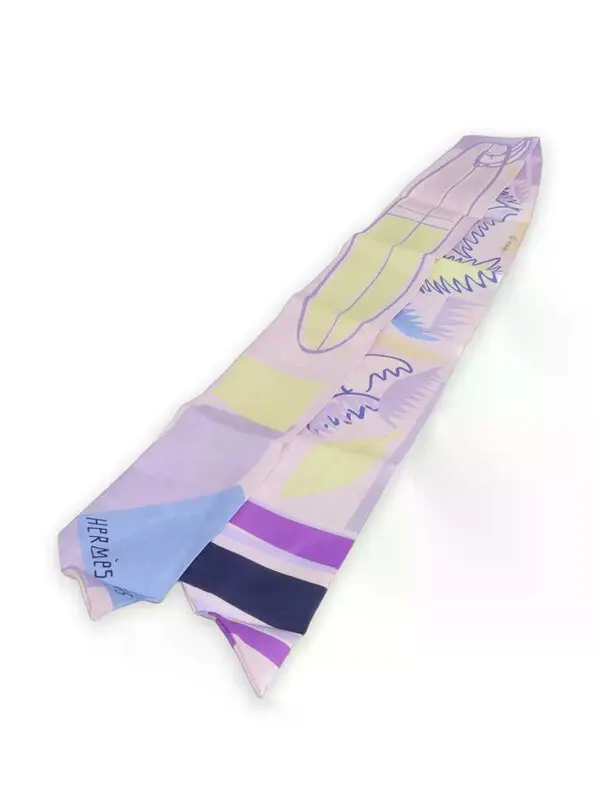 Hermès Sea Surf And Fun Twilly Graphic-print Scarf - Purple