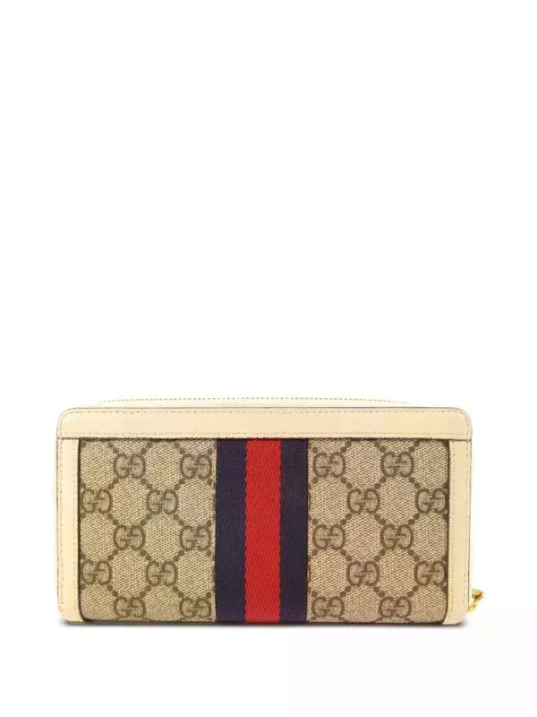 Gucci Gg Supreme Web Stripe Wallet - Neutrals