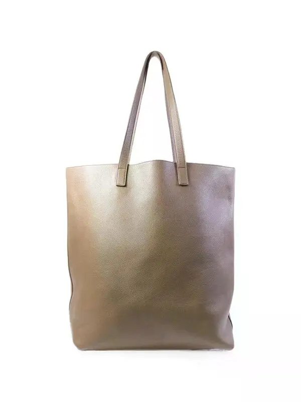 Saint Laurent Leather Tote Bag - Neutrals