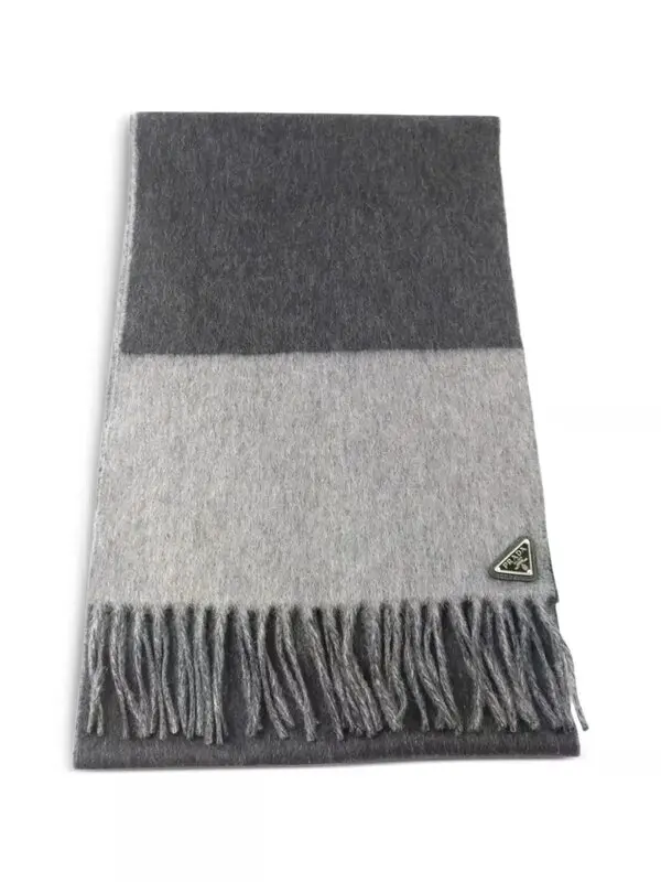 Prada Logo-patch Scarf - Grey