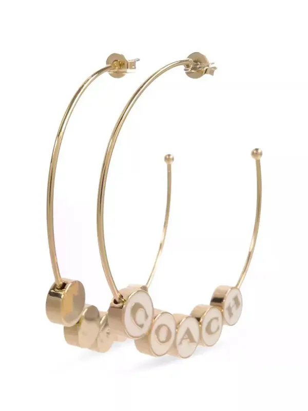 COACH VINTAGE Enamel Detail Hoop Earrings - Gold