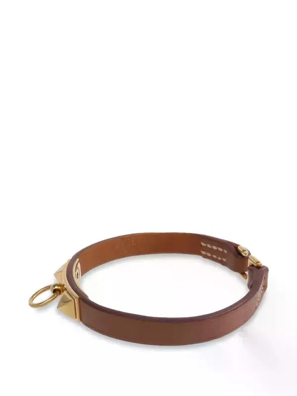 Hermès Mini Rivale Leather Bracelet With Pyramid Studs - Gold