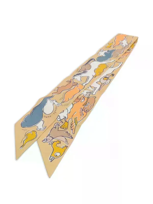 Hermès Twilly Animal-print Scarf - Neutrals