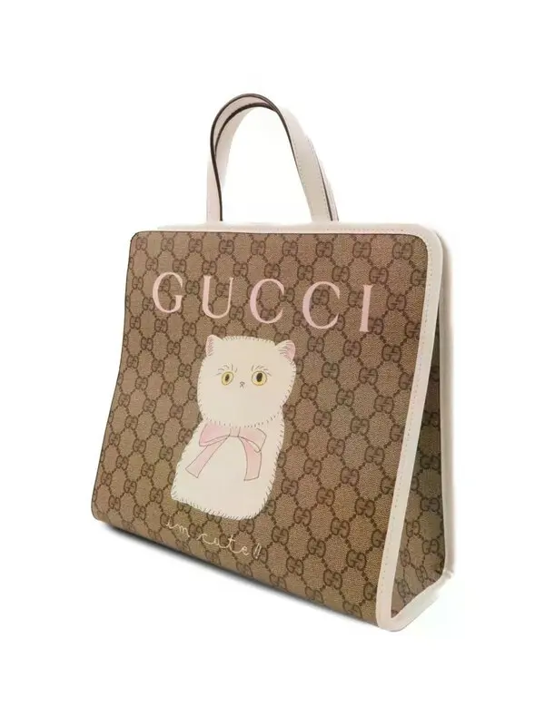 Gucci Gg Supreme Canvas Tote Bag With Cat Print