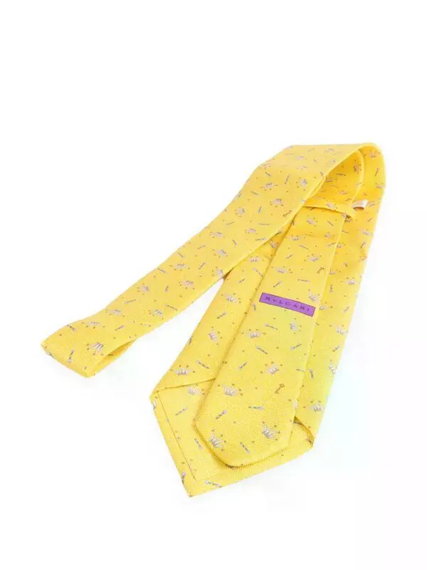 BVLGARI Seven Fold Crown Print Neck Tie