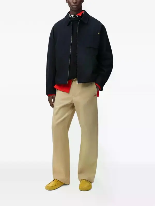 Loewe Zip-up Jacket With Embroidered Anagram Logo - Blue