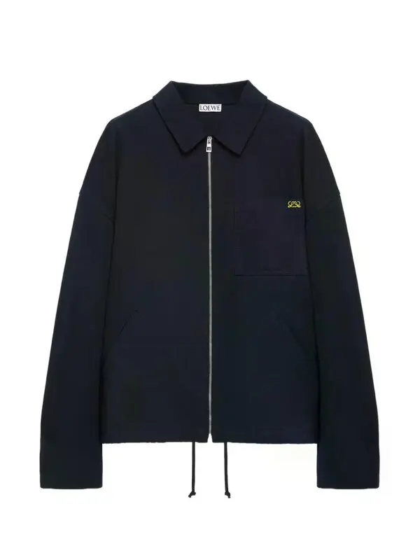 Loewe Zip-up Jacket With Embroidered Anagram Logo - Blue
