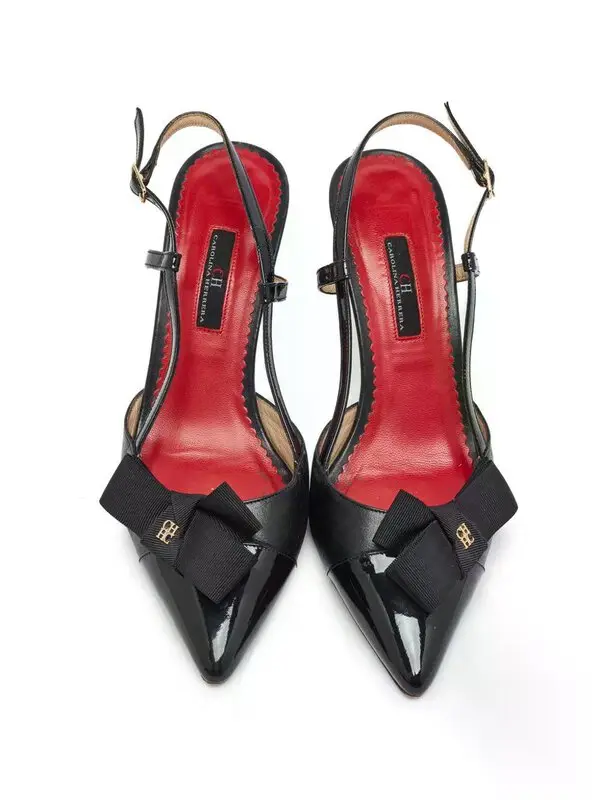 Carolina Herrera Leather Bow Detail Slingback Pumps