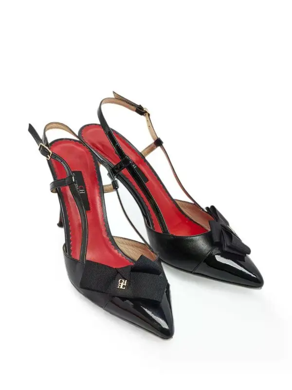 Carolina Herrera Leather Bow Detail Slingback Pumps