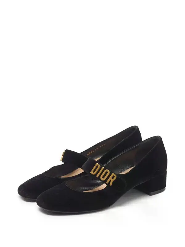 Dior Baby-d Velvet Heeled Mary Jane Pumps - Black
