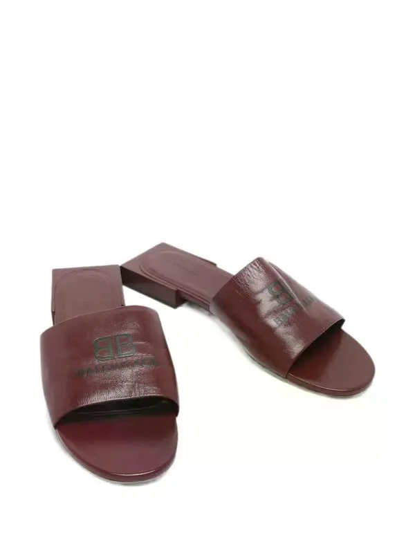 Balenciaga Logo Leather Slides
