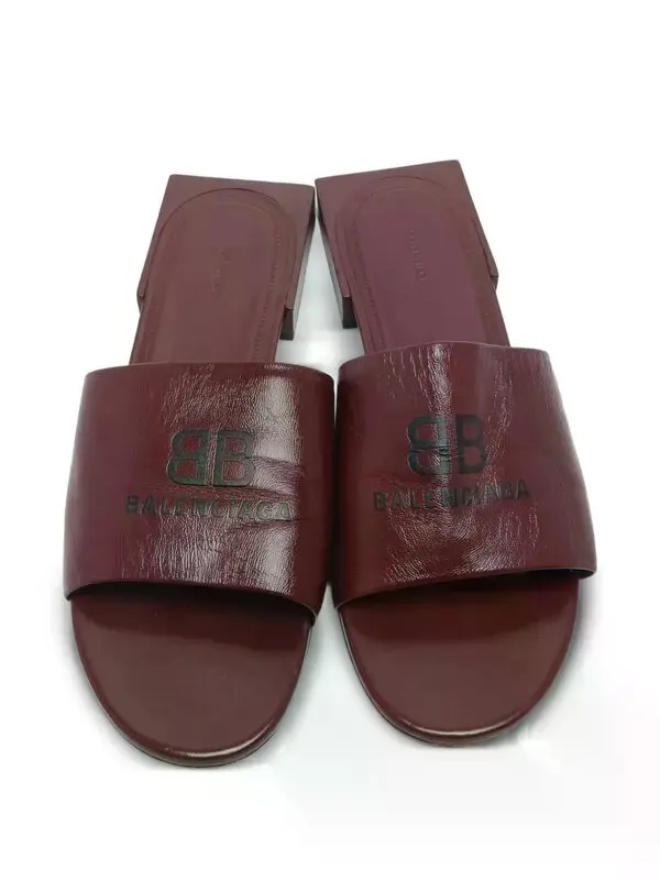 Balenciaga Logo Leather Slides