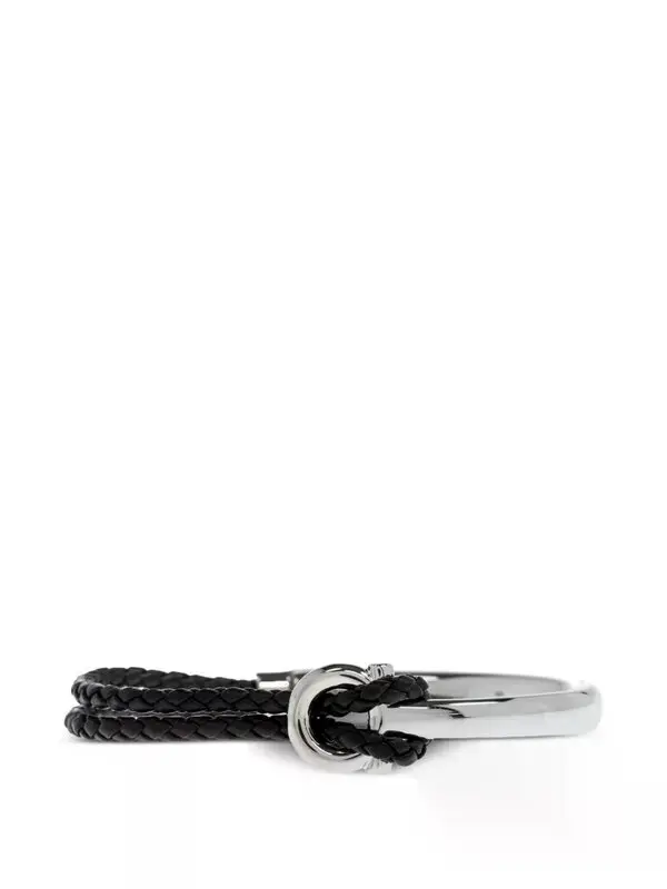 FERRAGAMO Gancini Braided-calf Leather Bracelet - Silver