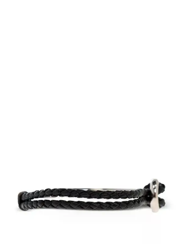 FERRAGAMO Gancini Braided-calf Leather Bracelet - Silver