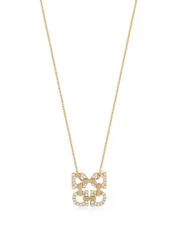 FERRAGAMO Crystal-embellished Gancini Necklace