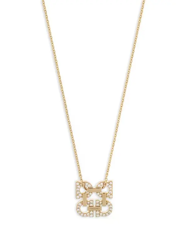 FERRAGAMO Crystal-embellished Gancini Pendant Necklace