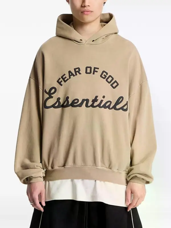 Fear Of God Logo-print Hoodie - Neutrals