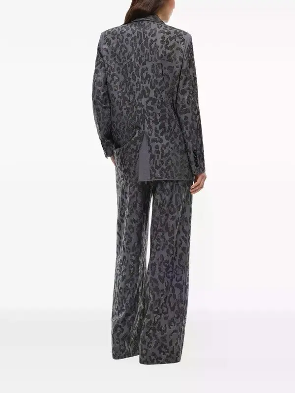 Pinko Double-breasted Jacket With Jaguar Motif And Micro-rhinestone Embellishments
