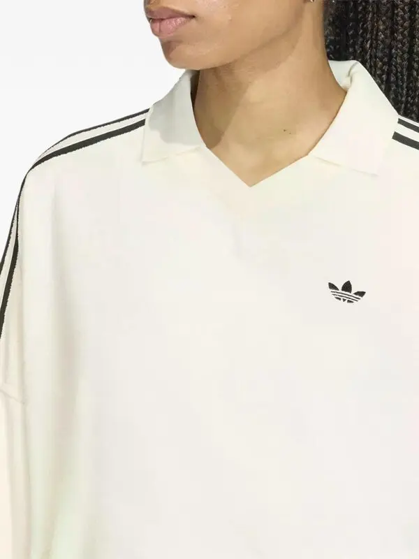 Adidas V-neck Terry Polo Shirt With Three-stripe Detail