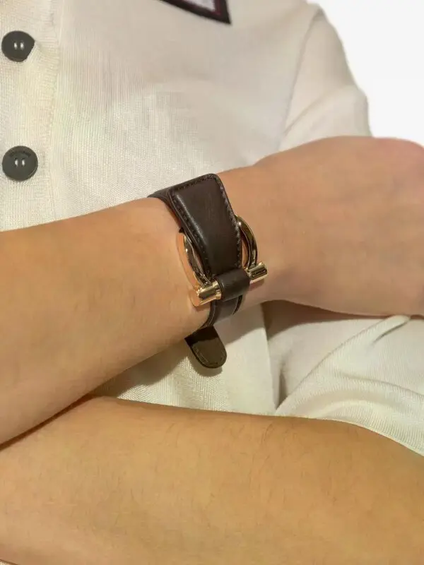 FERRAGAMO Gancini Calf Leather Bracelets - Gold