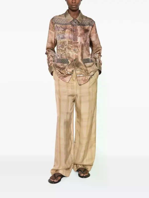 PIERRE-LOUIS MASCIA Graphic-print Button-up Silk Shirt