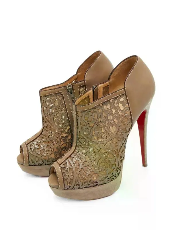 CHRISTIAN LOUBOUTIN Pampas Laser-cut Peep Toe Platform Pumps