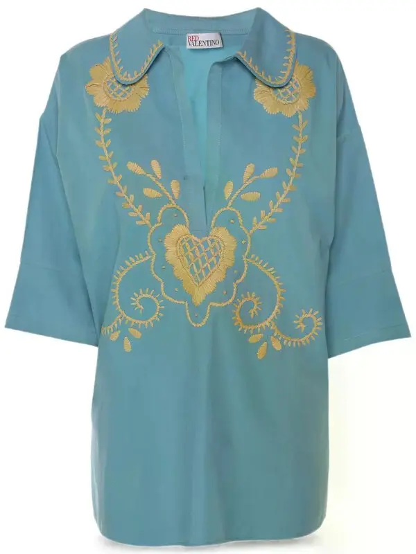 Red Valentino Embroidered Cotton Blouse