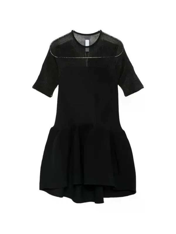 CFCL Pottery Lucent Ribbed Peplum Top - Black