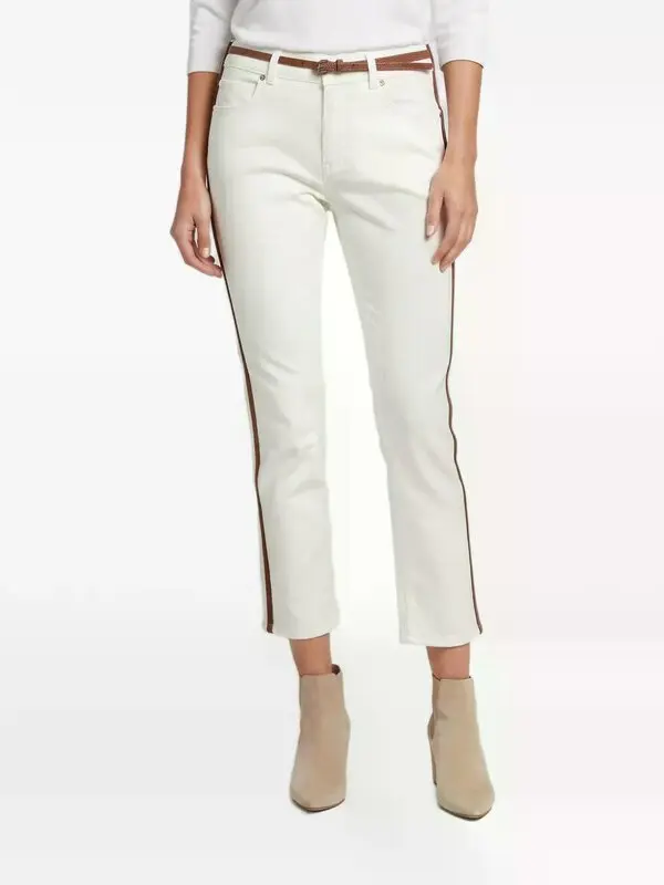 Burberry Belted Stripe Detail Jeans - White