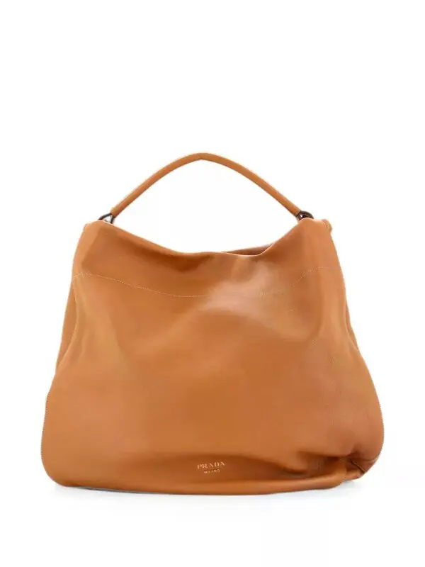 Prada Rolle Soft Grain Leather Large Hobo Bag