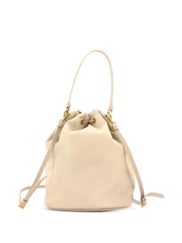 Prada Drawstring Tessuto Small Bucket Bag - Neutrals