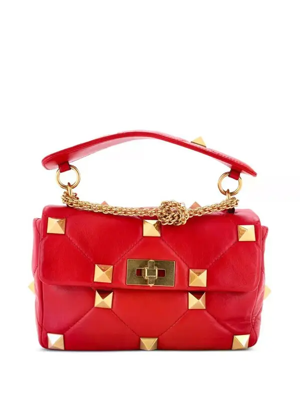 Valentino Garavani Roman Stud Flap Bag Quilted Leather Medium - Red