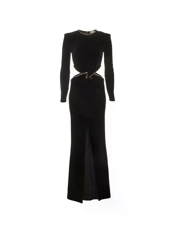 Elisabetta Franchi Rhinestone Embellished Cut-out Maxi Dress - Black