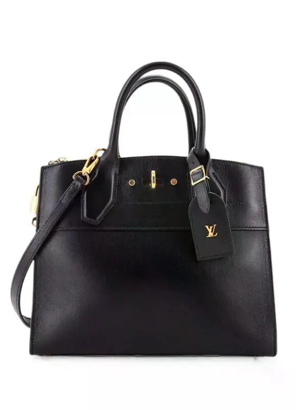 LOUIS VUITTON City Steamer Handbag Leather Pm Satchel