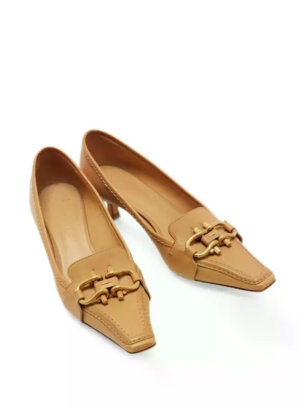 Bottega Veneta Leather Square Toe Kitten Heel Pumps