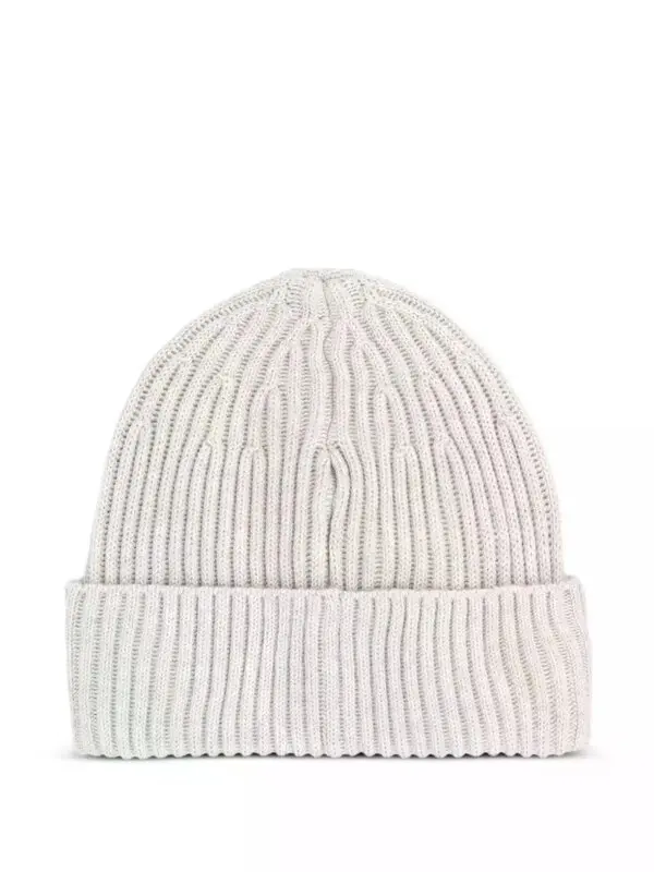 Stone Island Logo Patch Beanie Hat - Grey