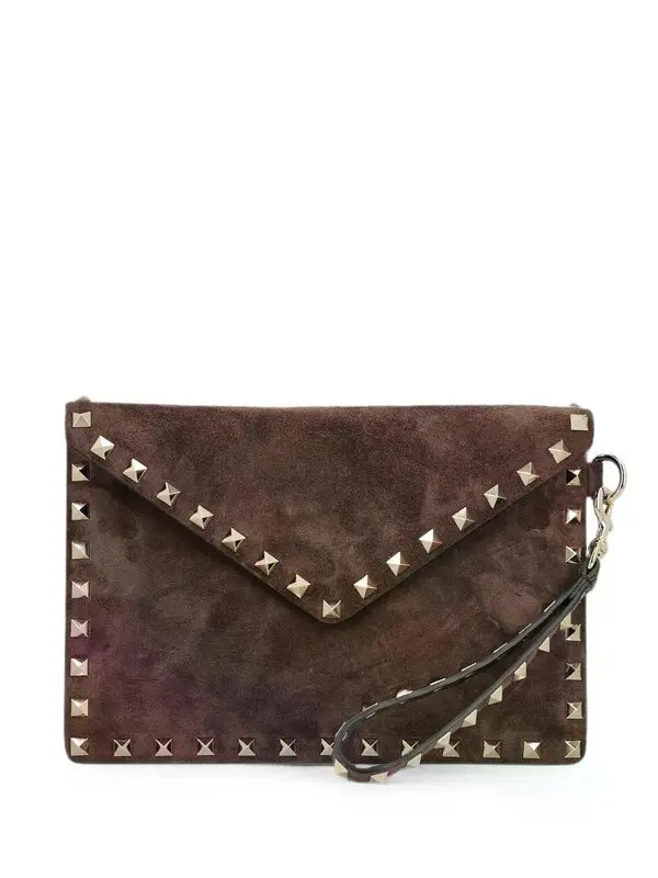 Valentino Garavani Rockstud Suede Clutch Bag