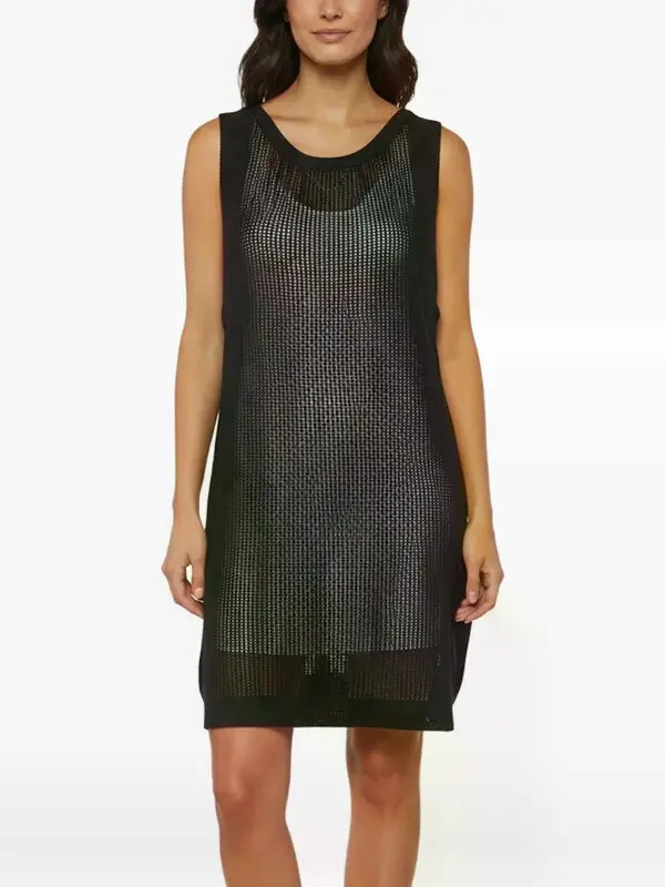 LOUIS VUITTON Crochet-knit Sleeveless Midi Dress - Black