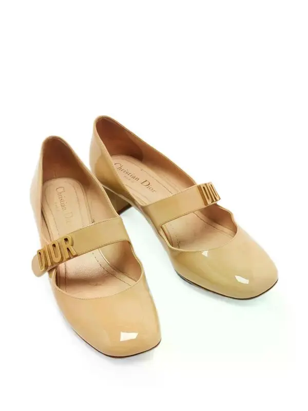 Dior Mary Jane Pumps With Logo Plaque - Neutrals