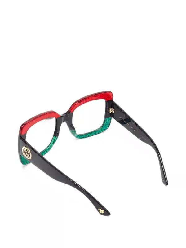 Gucci Square Frame Glitter Detail Sunglasses - Black