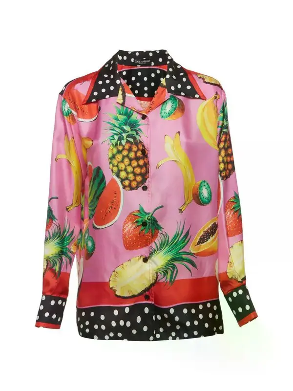 Dolce & Gabbana 2020 Fruit-print Shirt - Pink
