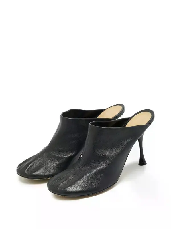 Bottega Veneta Leather Heeled Mules - Black