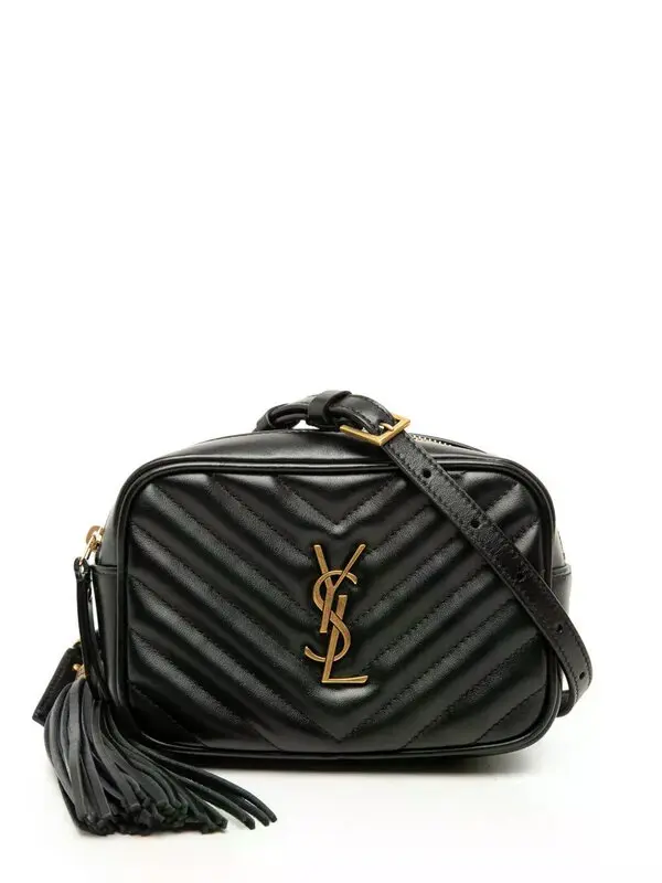 Saint Laurent 2019 Chevron Calfskin Monogram Tassel Lou Belt Bag - Black