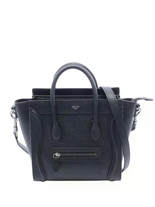 Celine Leather Luggage Tote Satchel - Black
