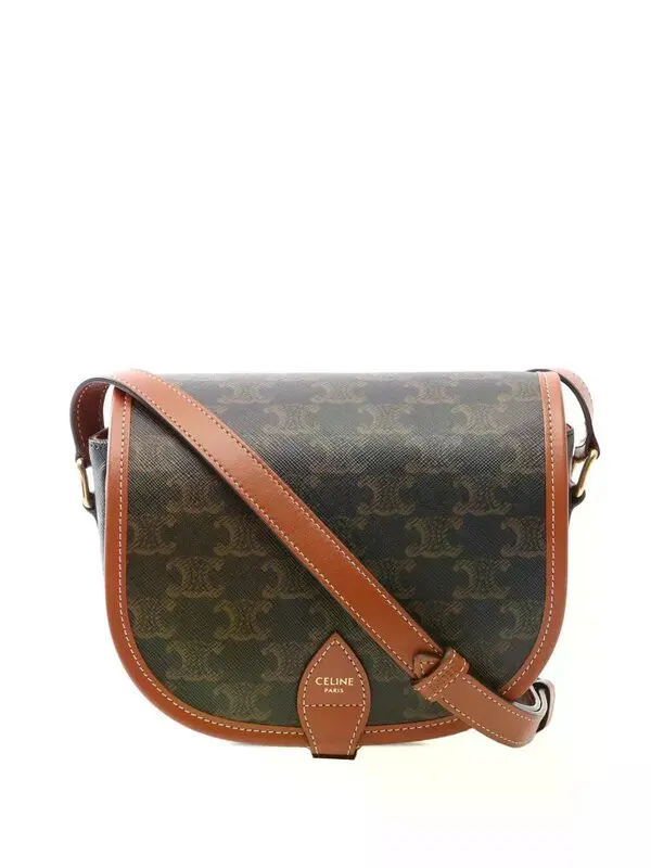 Celine 2019 Medium Triomphe Coated Canvas Folco Crossbody Bag