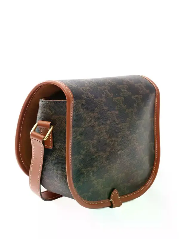 Celine 2019 Medium Triomphe Coated Canvas Folco Crossbody Bag