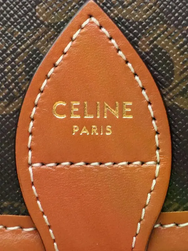 Celine 2019 Medium Triomphe Coated Canvas Folco Crossbody Bag