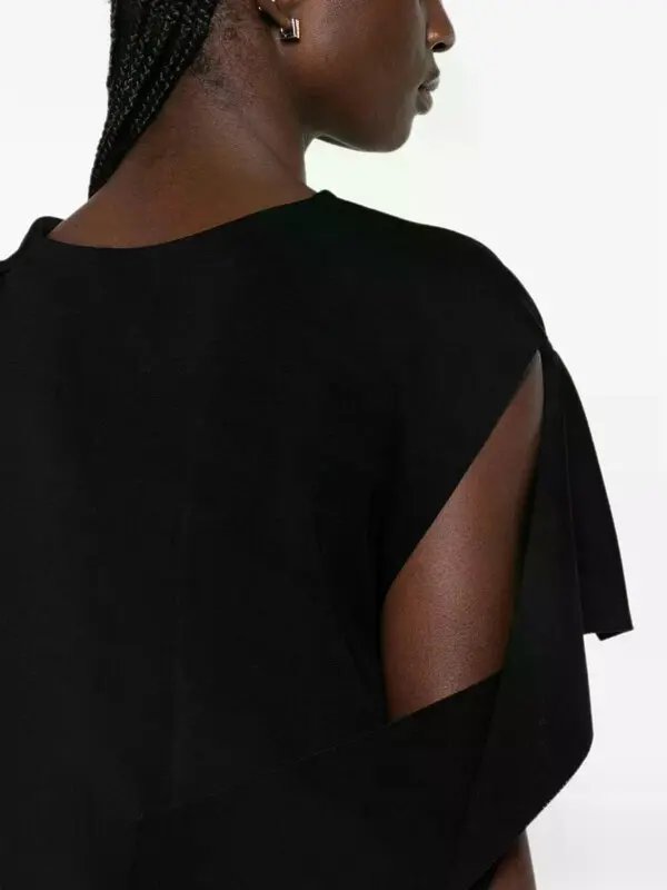 CFCL Asymmetric Sleeve Draped Top - Black