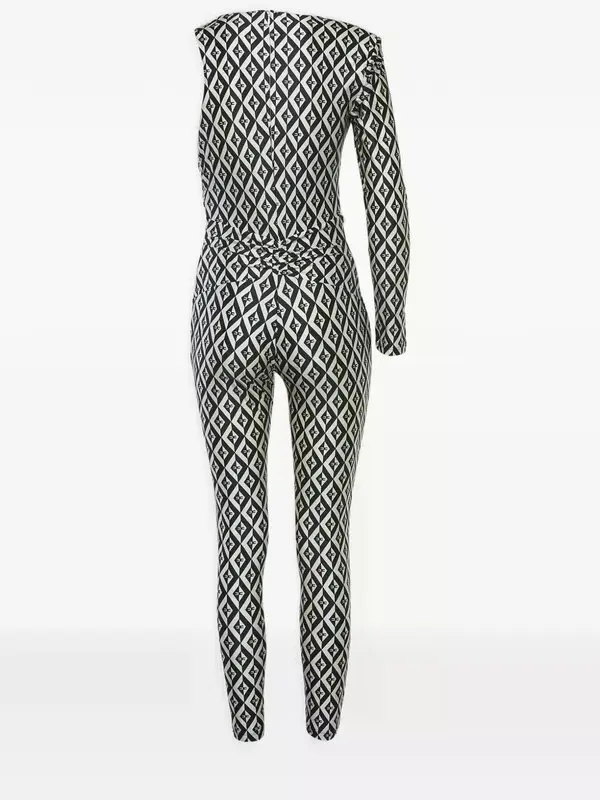 Elisabetta Franchi Monogram-print One-shoulder Jumpsuit